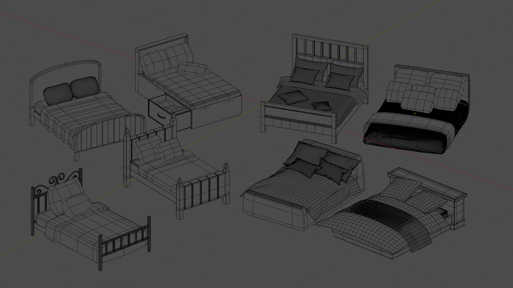 ArtStation - Bed Collection 16 Items 3d models furniture | Game Assets