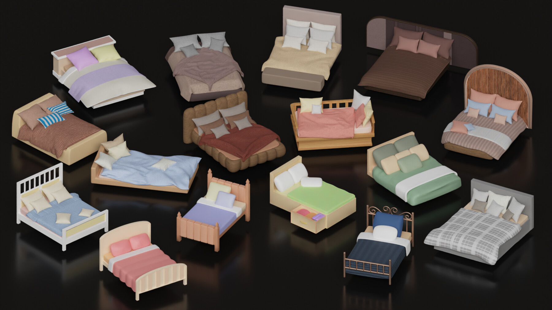 ArtStation - Bed Collection 16 Items 3d models furniture | Game Assets