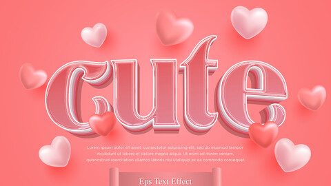 ArtStation - Cute Text Effects, EPS Template File | Artworks