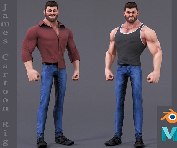 ArtStation - James Cartoon Man (Rig) | Game Assets