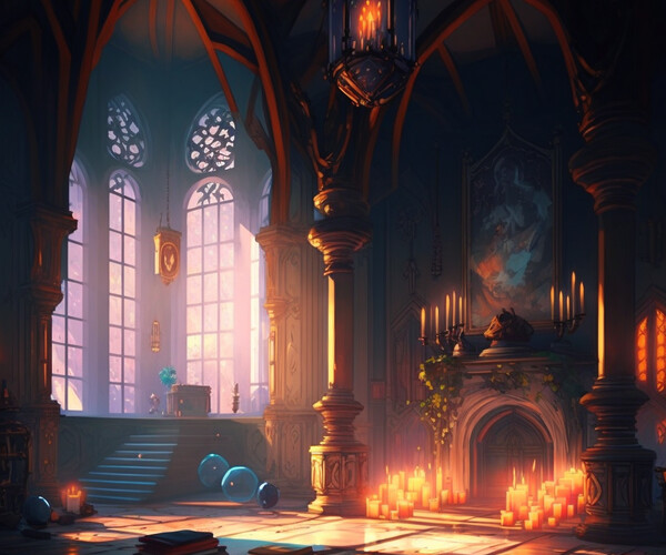 ArtStation - Castle Library: A Window to the World Amidst the Books 4 ...