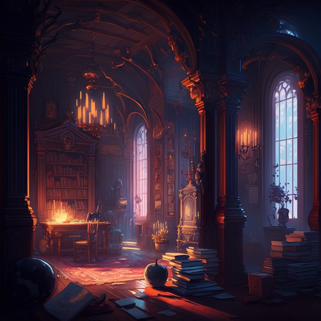 ArtStation - Castle Library: A Window to the World Amidst the Books 6 ...