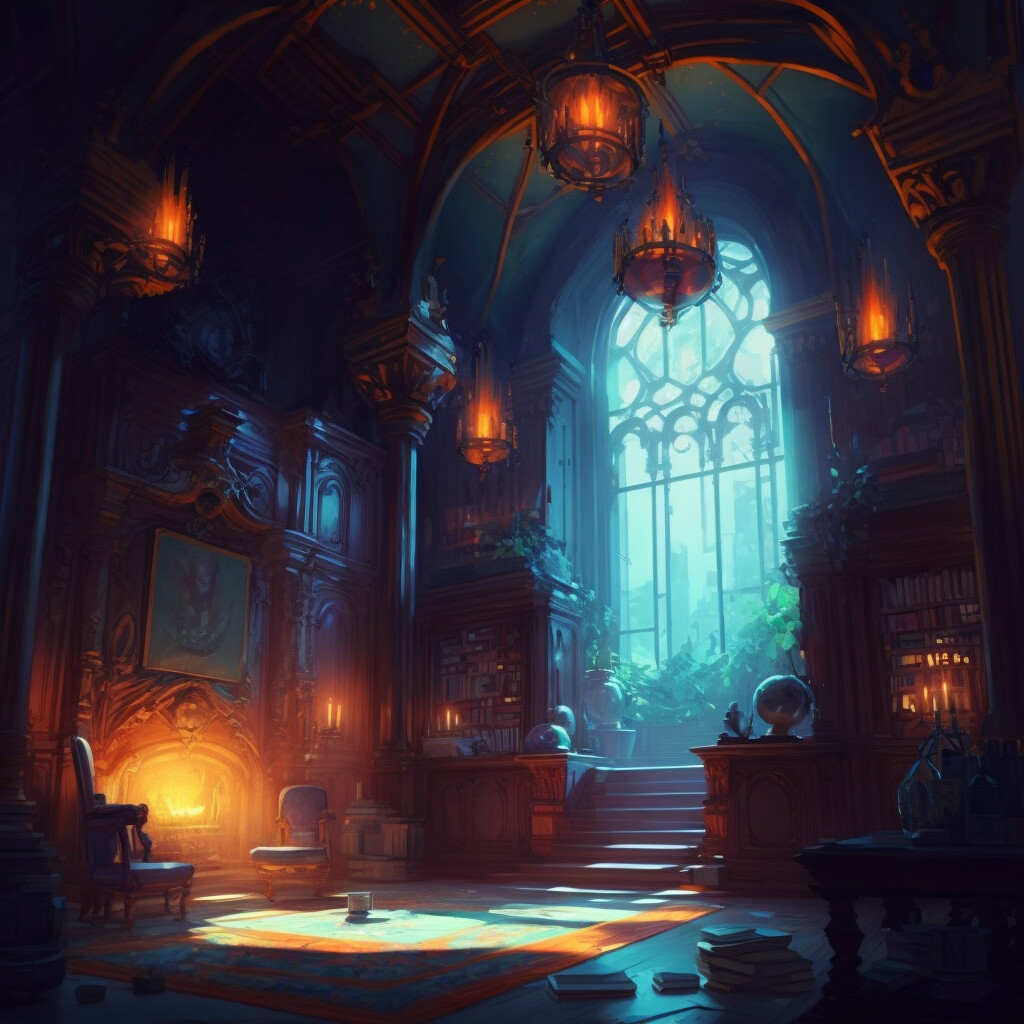 ArtStation - Castle Library: A Window to the World Amidst the Books 8 ...