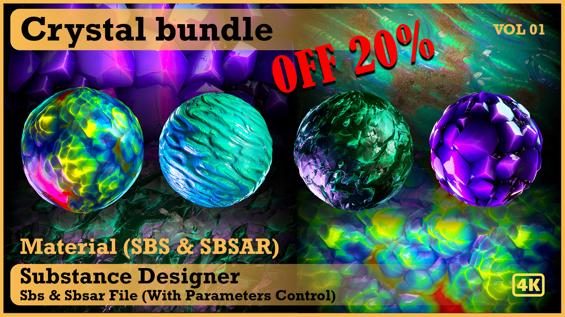 ArtStation - Crystal bundle VOL 01- SBS & SBsar | Game Assets