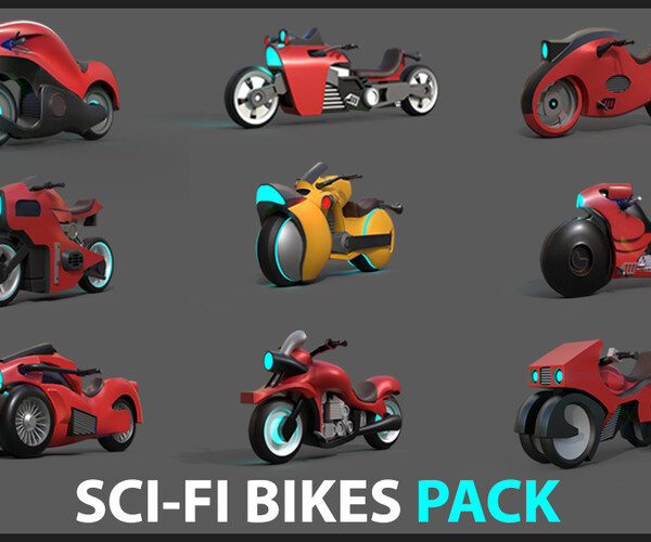 ArtStation - Sci- fi Bikes Pack Game Ready | Game Assets