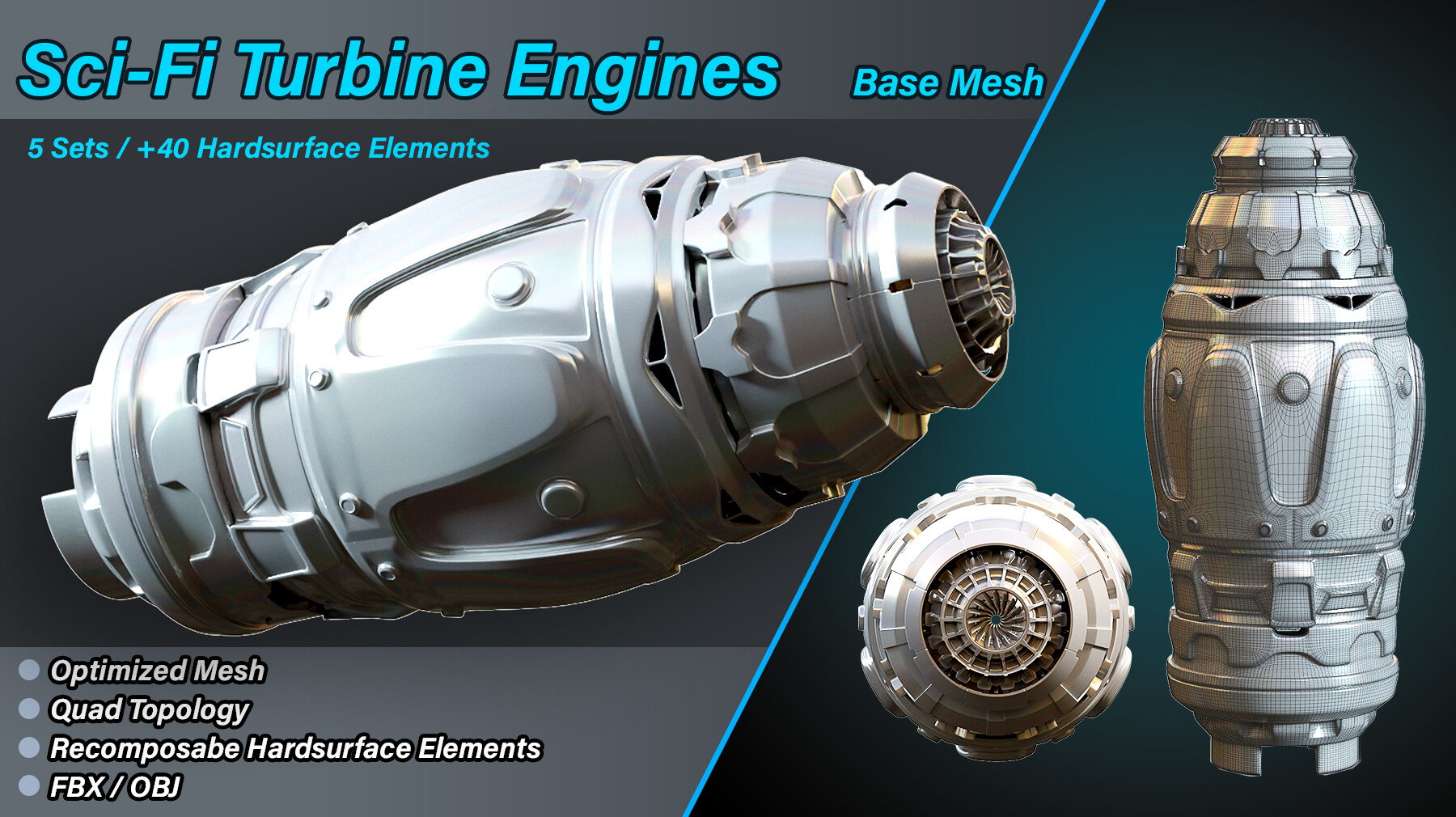 ArtStation - Sci-Fi Turbine Engines Base Mesh / FBX , OBJ | Game Assets
