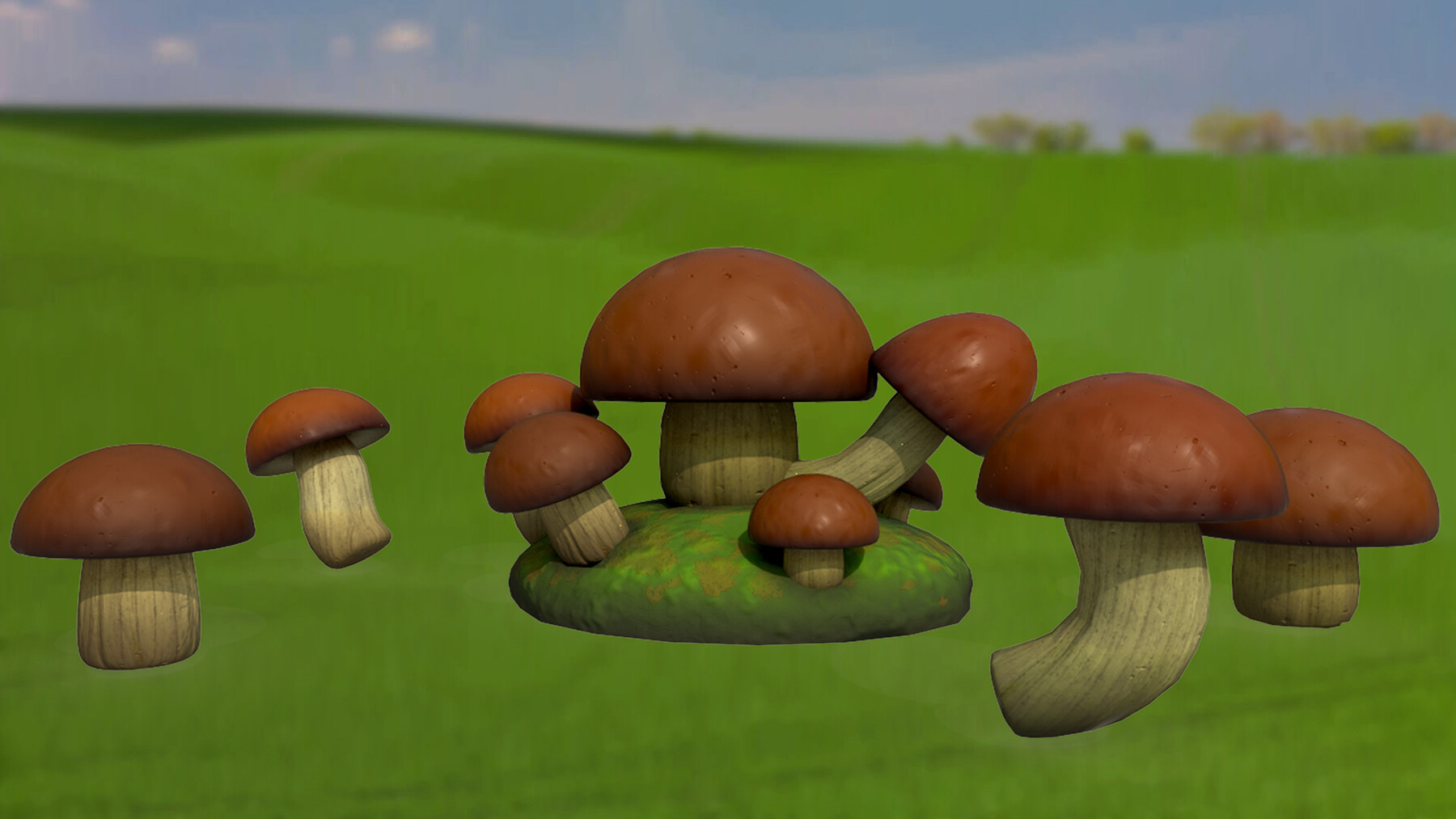 ArtStation - Stylized mushrooms, mycelium PBR low-poly game ready ...
