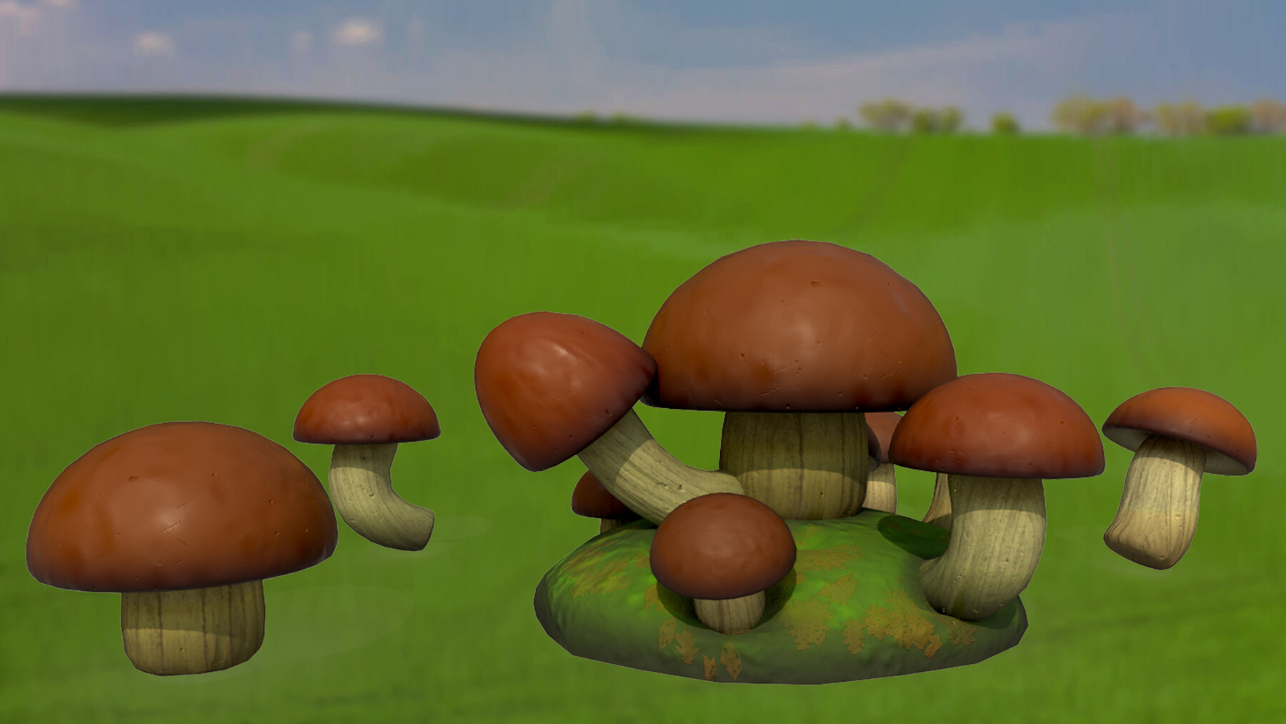 ArtStation - Stylized mushrooms, mycelium PBR low-poly game ready ...