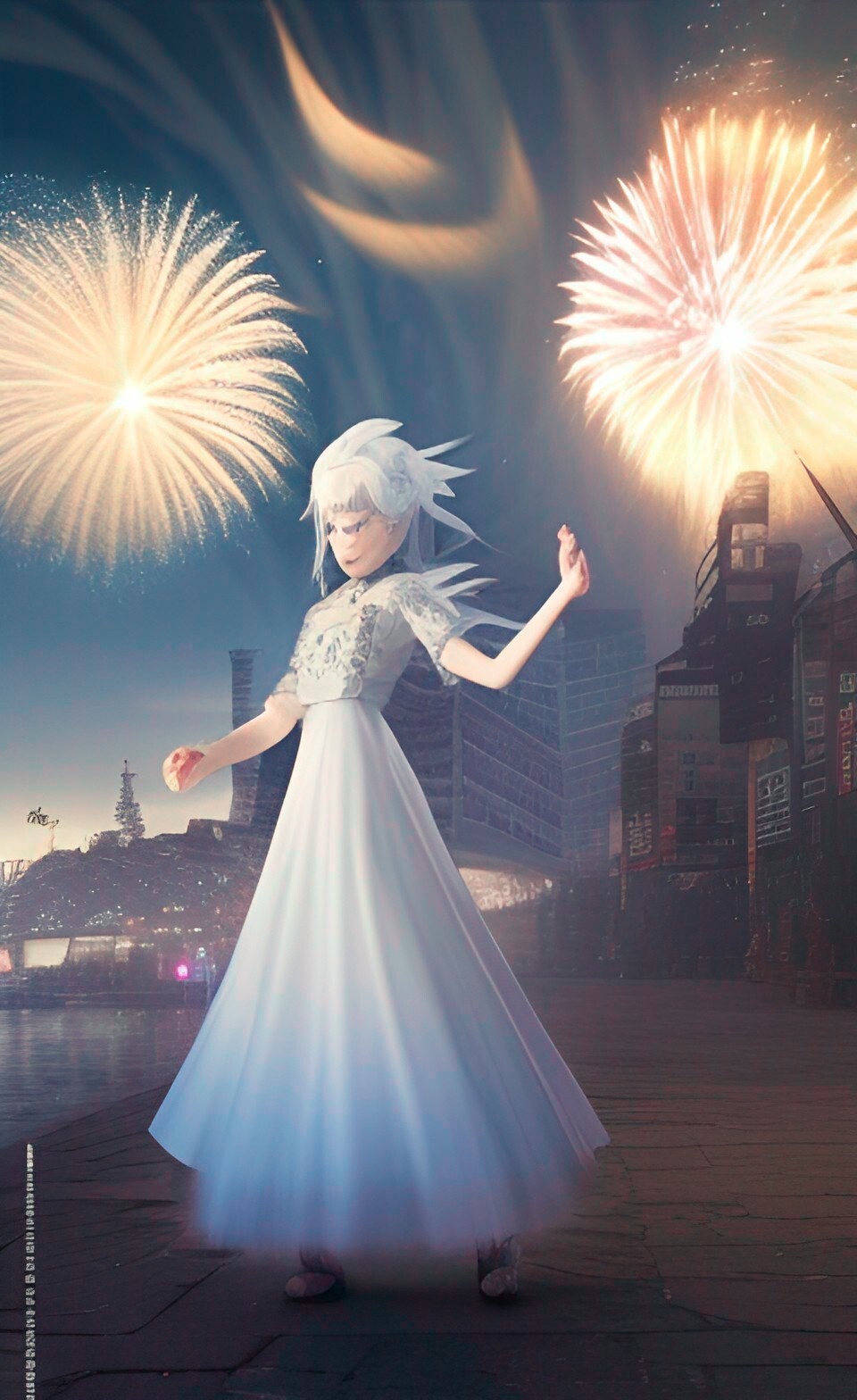 ArtStation - firework festival at riverbank, white hair goddess 6300 jpg pack wombo art | Artworks