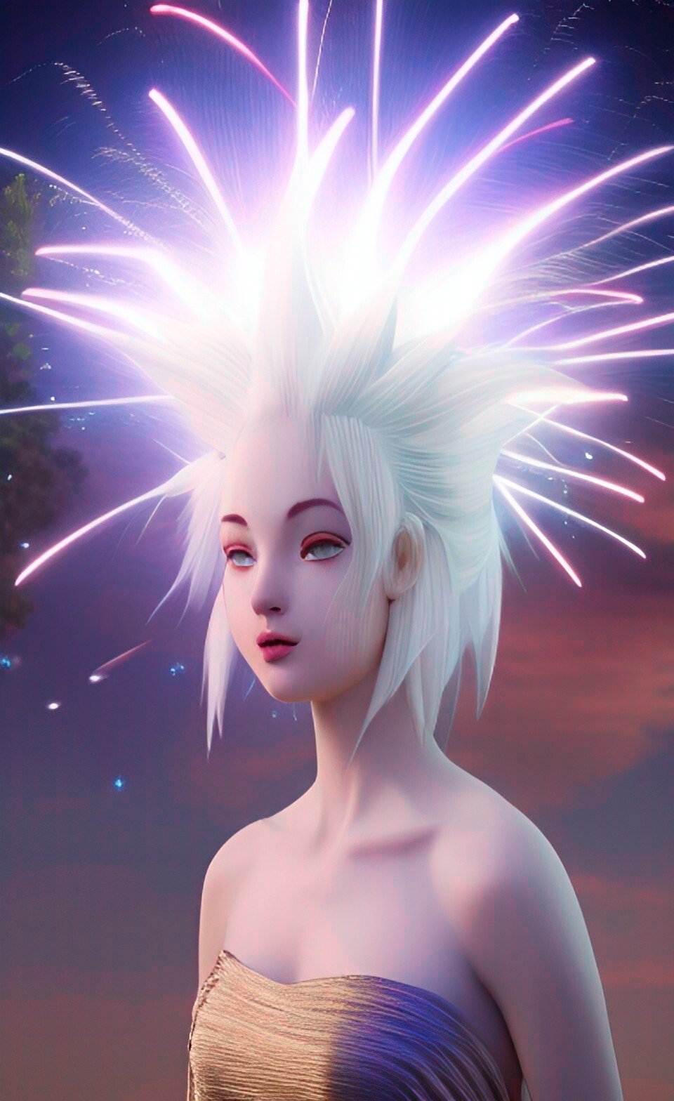 ArtStation - firework festival at riverbank, white hair goddess 6300 jpg pack wombo art | Artworks