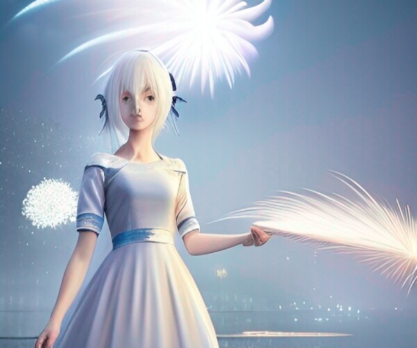 ArtStation - firework festival at riverbank, white hair goddess 6300 jpg pack wombo art | Artworks