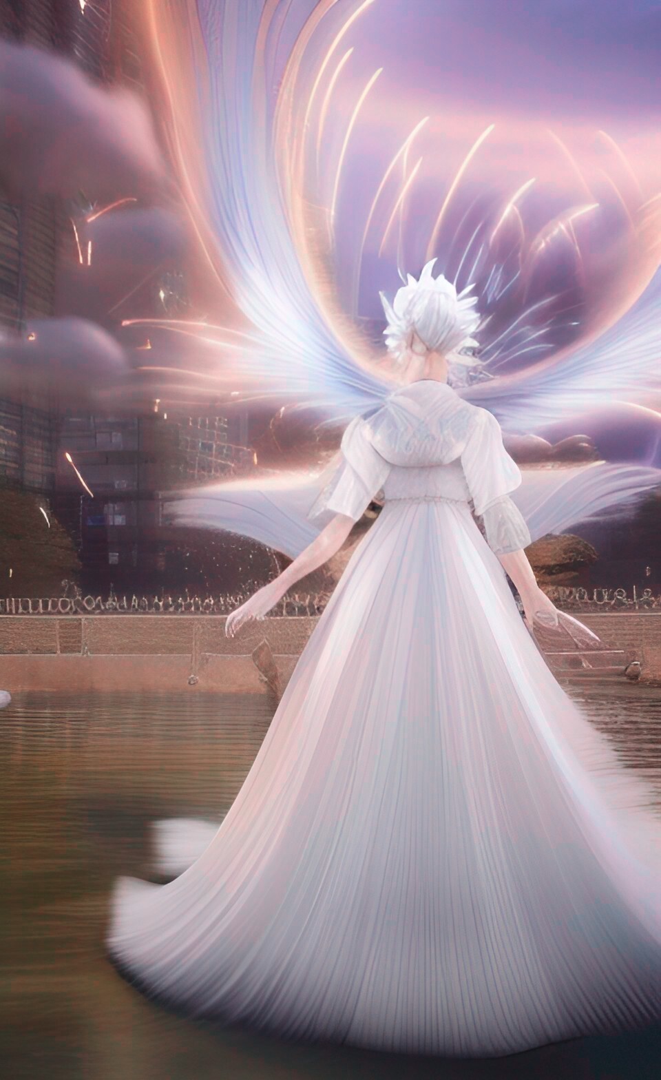 ArtStation - firework festival at riverbank, white hair goddess 6300 ...