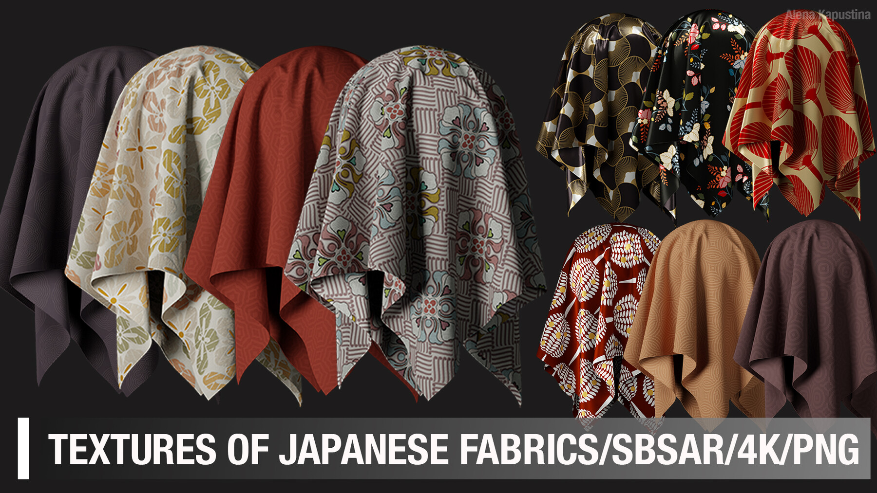 ArtStation - 10 Textures of Japanese traditional fabrics / SBSAR / PNG ...