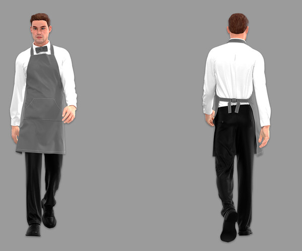 ArtStation - Waiter's uniform (cafe and restaurant waiter/garson outfit ...