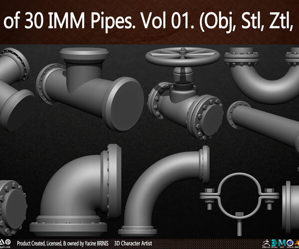 ArtStation - Pack of 30 IMM Pipes Volume 01 | Brushes