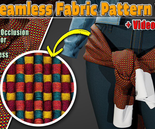 ArtStation - 100 Seamless Fabric Pattern Vol.06 + Video Tutorial | Brushes