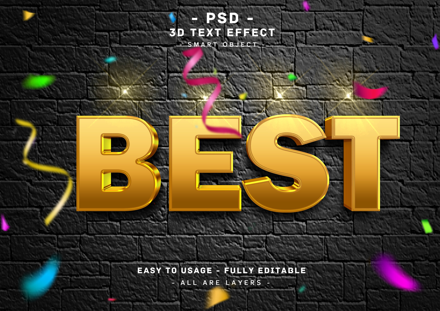 ArtStation - 3D Best. PSD fully editable text effect. Layer style PSD ...