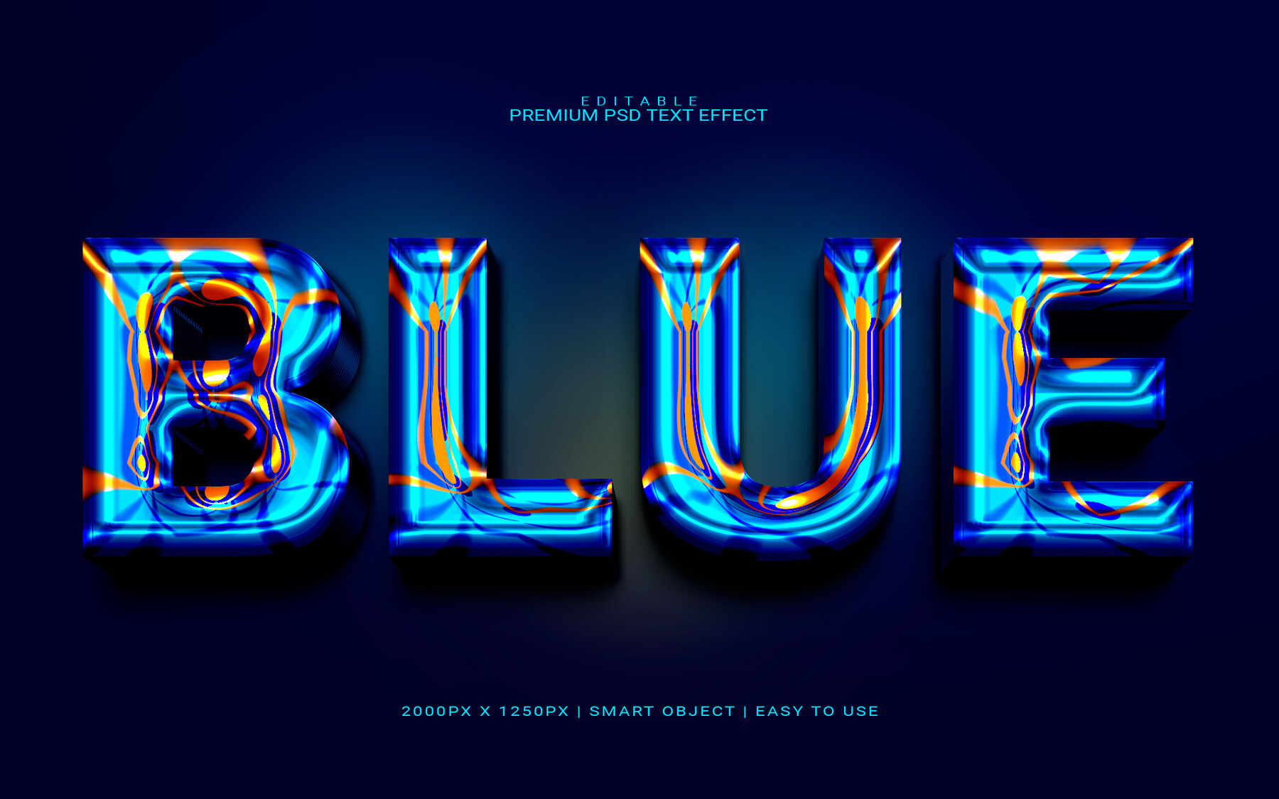 ArtStation - 3D Blue. PSD fully editable text effect. Layer style PSD ...