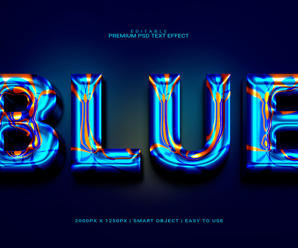 ArtStation - 3D Blue. PSD fully editable text effect. Layer style PSD ...