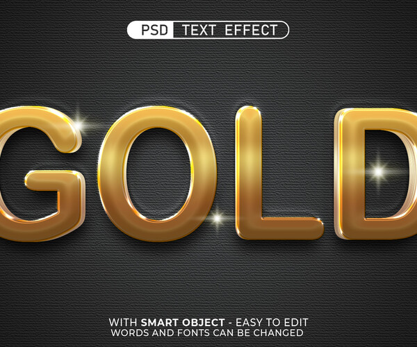 ArtStation - 3D Gold. PSD fully editable text effect. Layer style PSD ...
