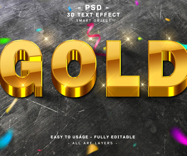ArtStation - 3D Gold. PSD fully editable text effect. Layer style PSD ...