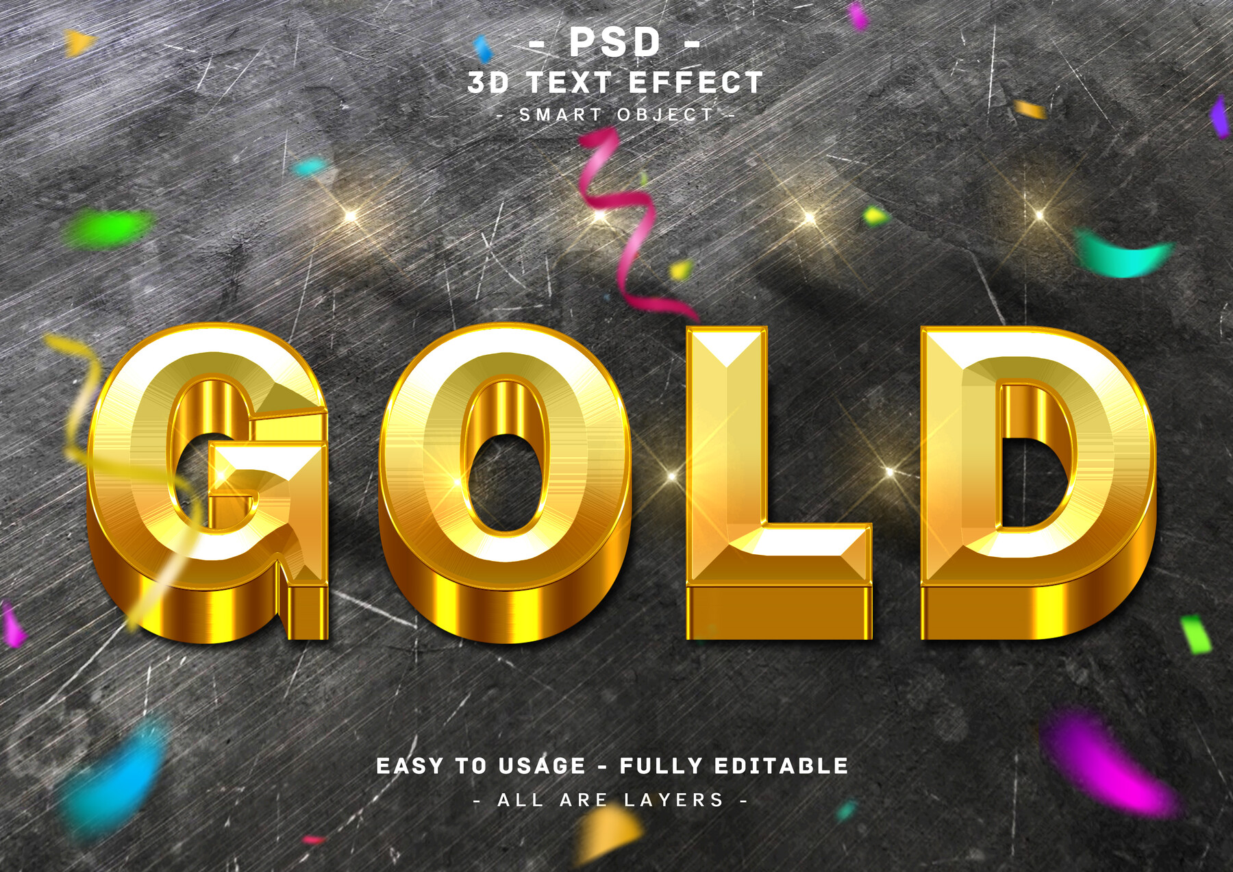 ArtStation - 3D Gold. PSD fully editable text effect. Layer style PSD ...
