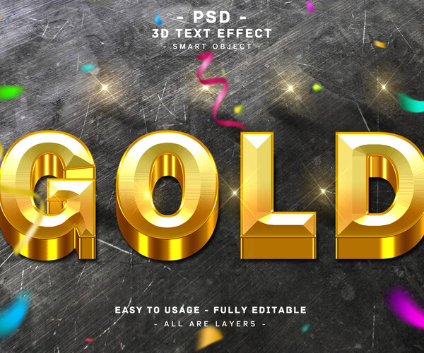 ArtStation - 3D Gold. PSD fully editable text effect. Layer style PSD ...