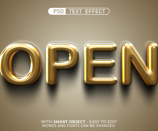ArtStation - 3D Open. PSD fully editable text effect. Layer style PSD ...