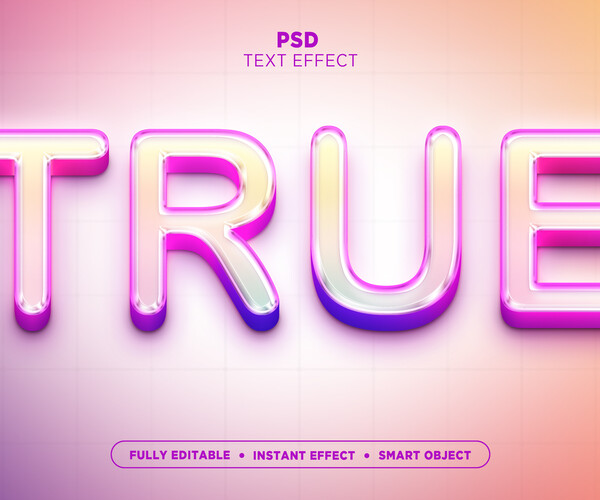 ArtStation - 3D True. PSD fully editable text effect. Layer style PSD ...