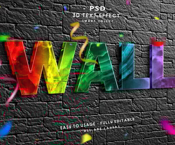 ArtStation - 3D Wall. PSD fully editable text effect. Layer style PSD ...