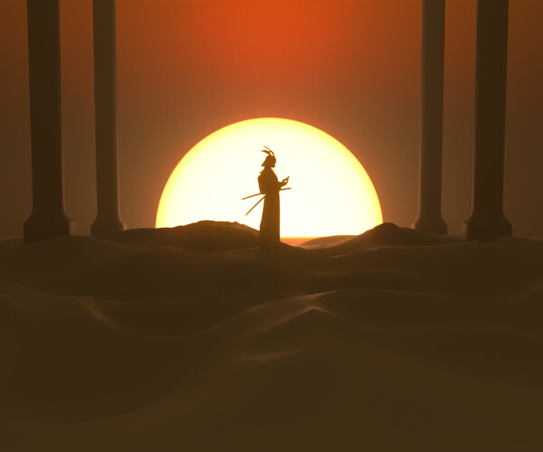 ArtStation - Sci-Fi Rising Sun Samurai scene 3D model | Resources