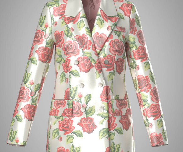 ArtStation - 3D ROSE PATTERNED BLAZER / WOMEN | Resources