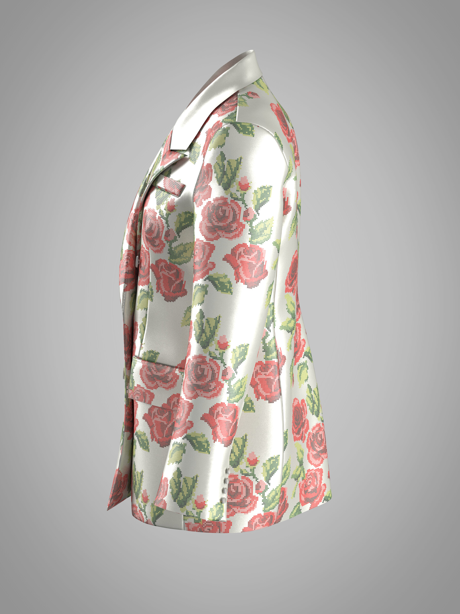 ArtStation - 3D ROSE PATTERNED BLAZER / WOMEN | Resources