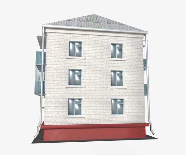 ArtStation - brick 3-storey apartment building | Game Assets