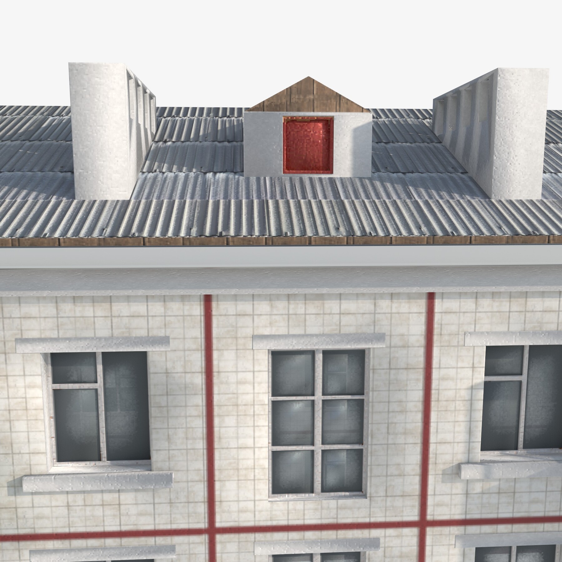 ArtStation - residential building with tiles on the facade | Game Assets