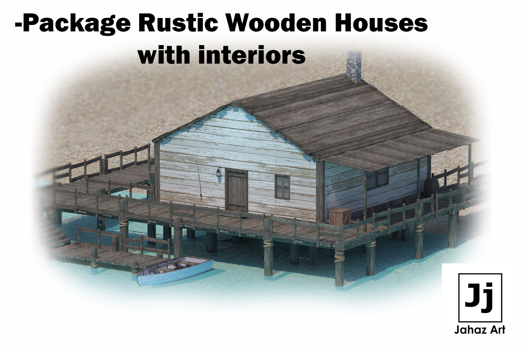 ArtStation - Package Rustic Wooden Houses with interiors | Game Assets