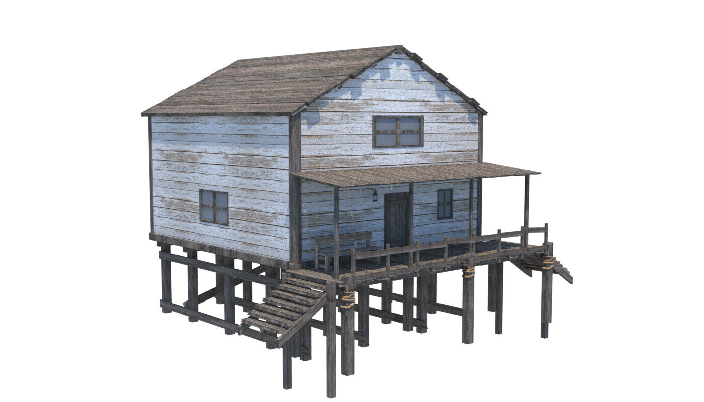 ArtStation - Package Rustic Wooden Houses with interiors | Game Assets