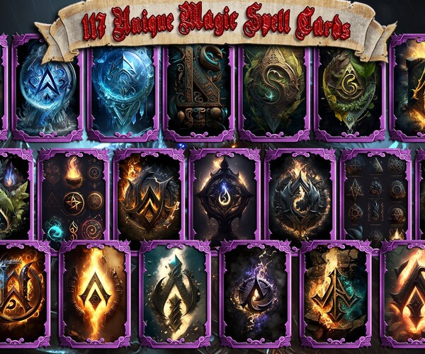 ArtStation - 117 Unique Magic Game Spell Cards | Game Assets