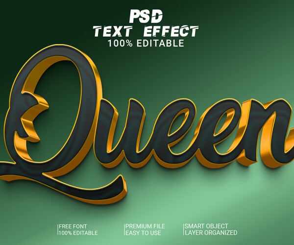 ArtStation - Queen. PSD fully editable text effect. Layer style PSD ...