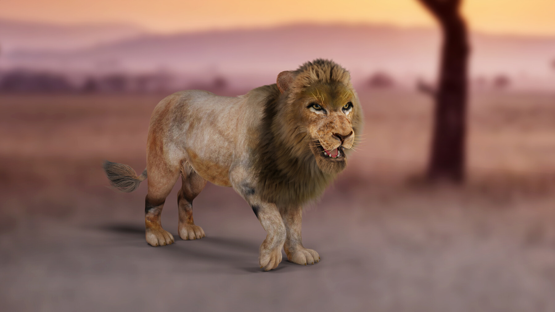 ArtStation - Fur Lion Rigged and Animation in Blender | Game Assets