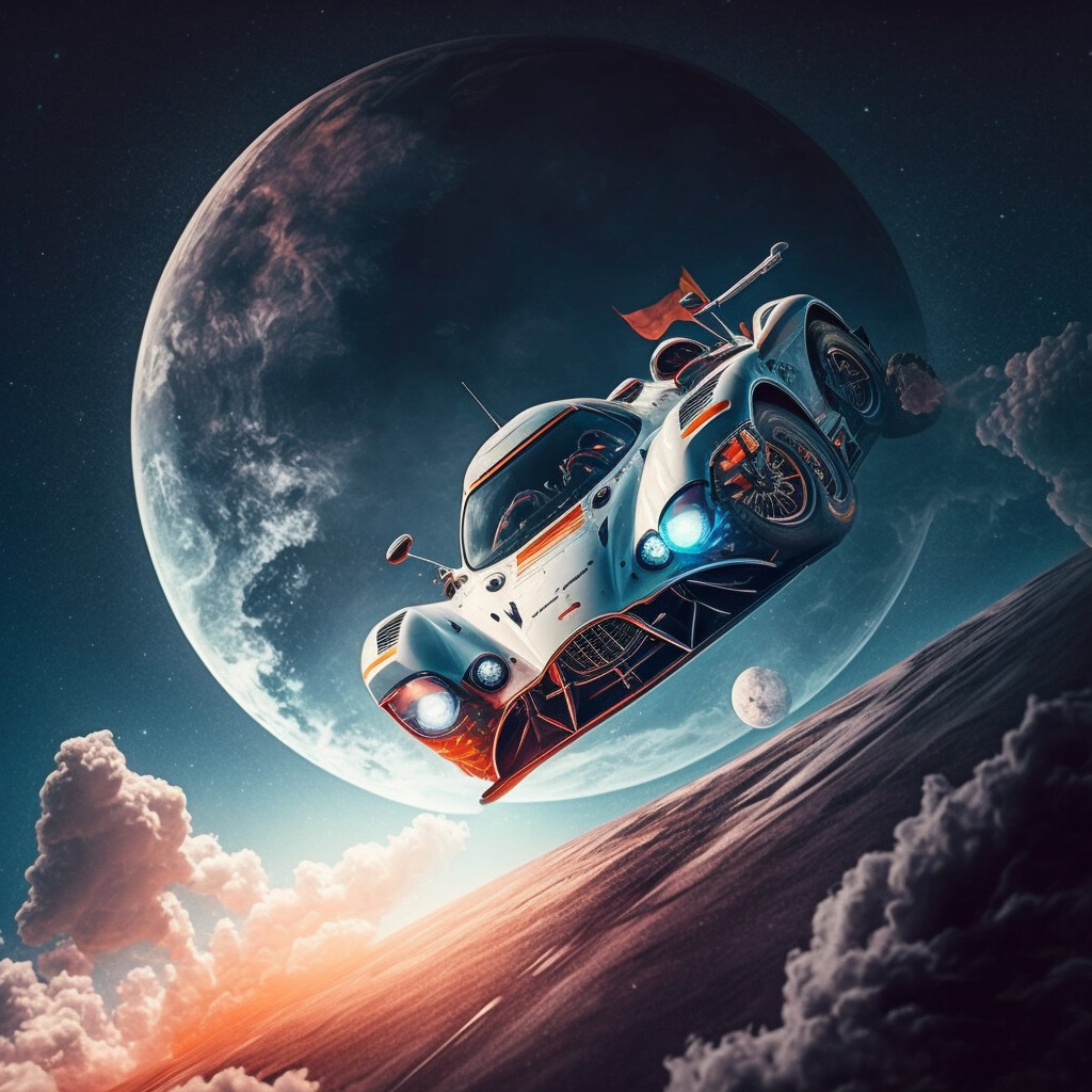 ArtStation - A racing car flying over the moon | Artworks