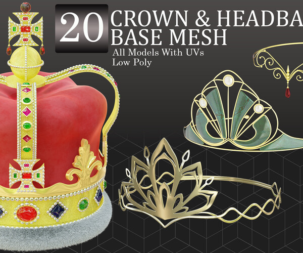 ArtStation - 20 CROWN & HEADBAND - BASE MESH | Game Assets