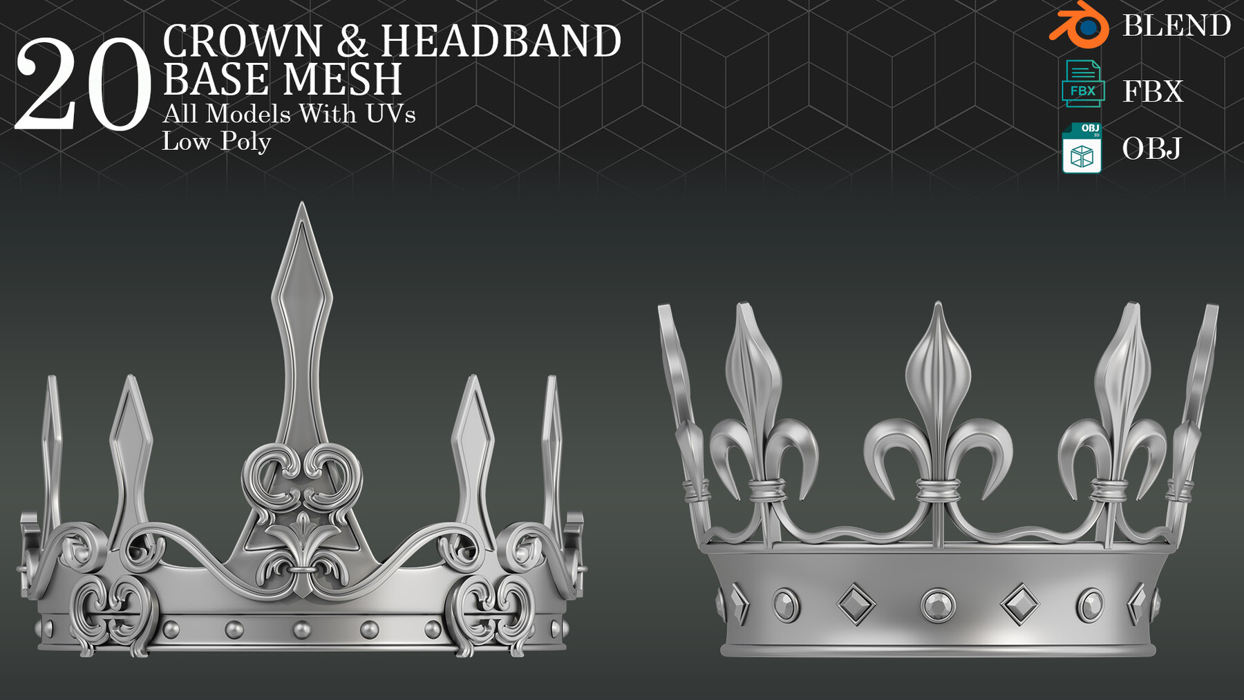 ArtStation - 20 CROWN & HEADBAND - BASE MESH | Game Assets