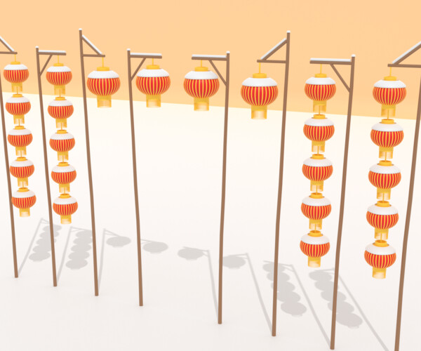 ArtStation - Chinese Tall Paper Lantern With Snow 3D model | Resources