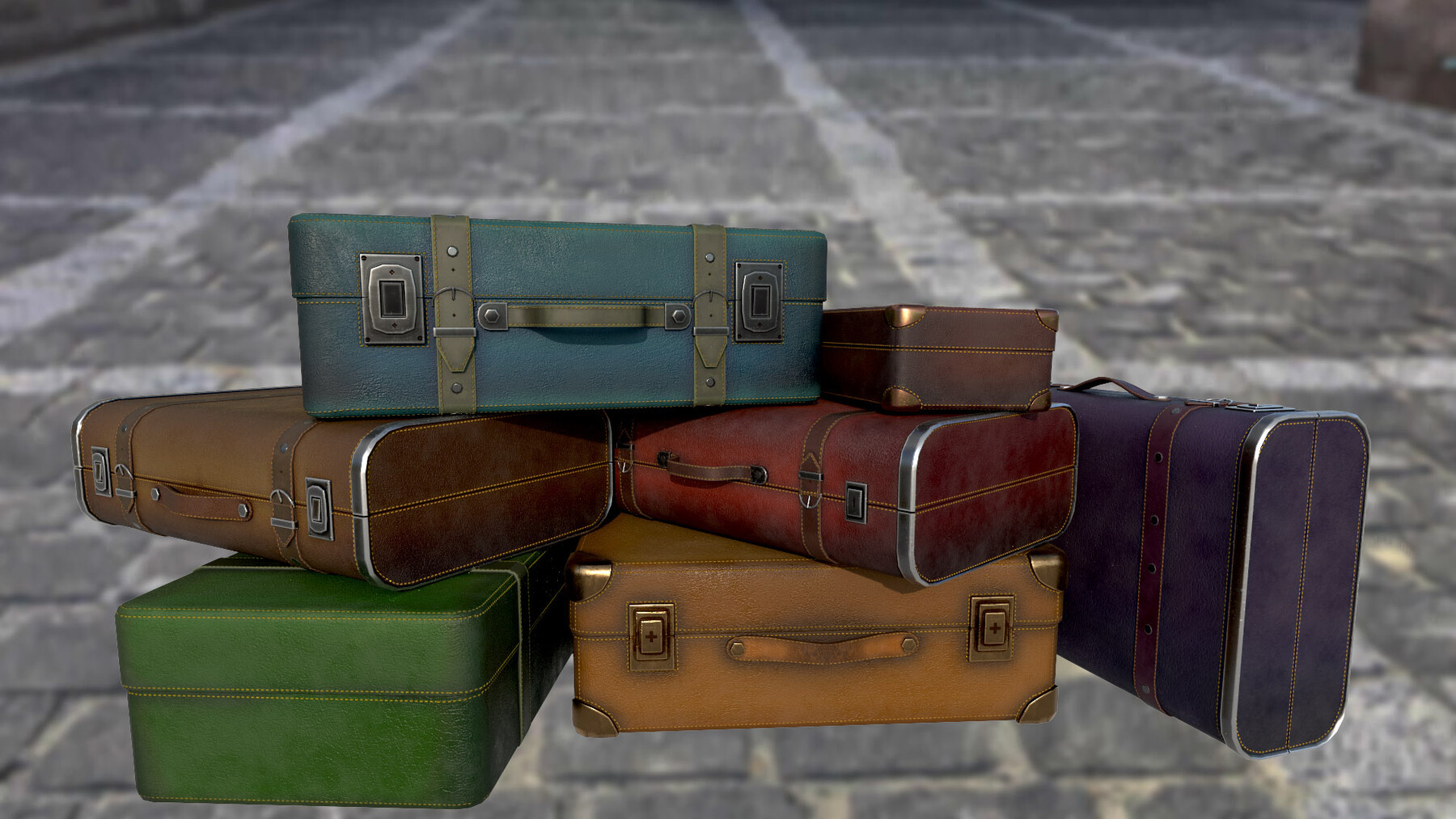 ArtStation - Travel bag suitcase briefcase PBR game ready Low-poly 3D model | Resources
