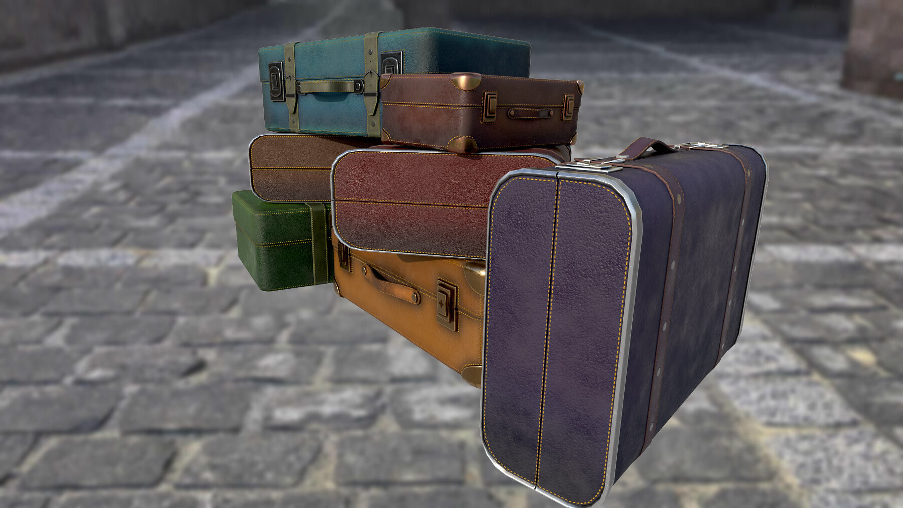 ArtStation - Travel bag suitcase briefcase PBR game ready Low-poly 3D ...