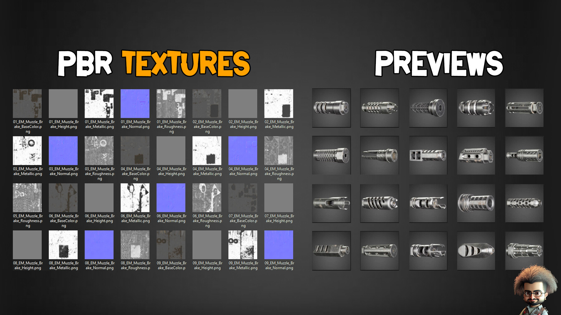 ArtStation - 50 Muzzle Brake + 2 Game Ready Gun + Textures | Game Assets