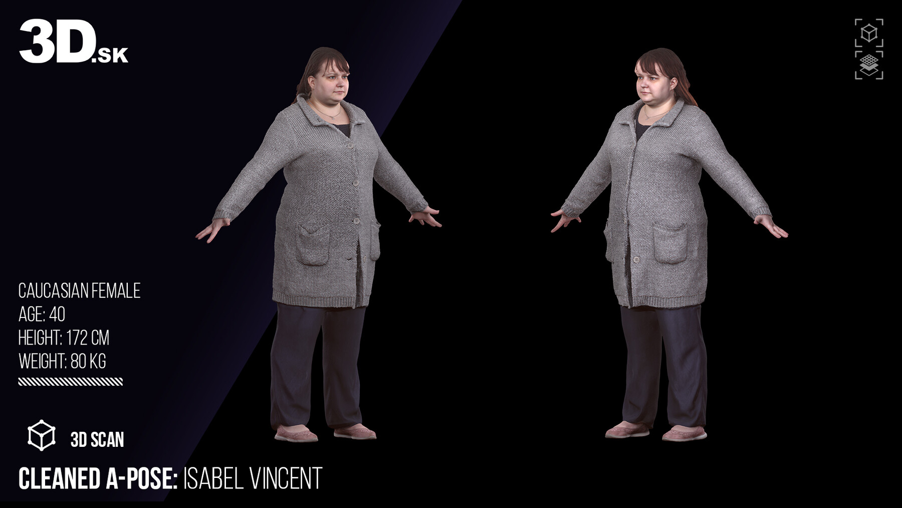 3D.SK - Cleaned A Pose Scan | Isabel Vincent Dressed