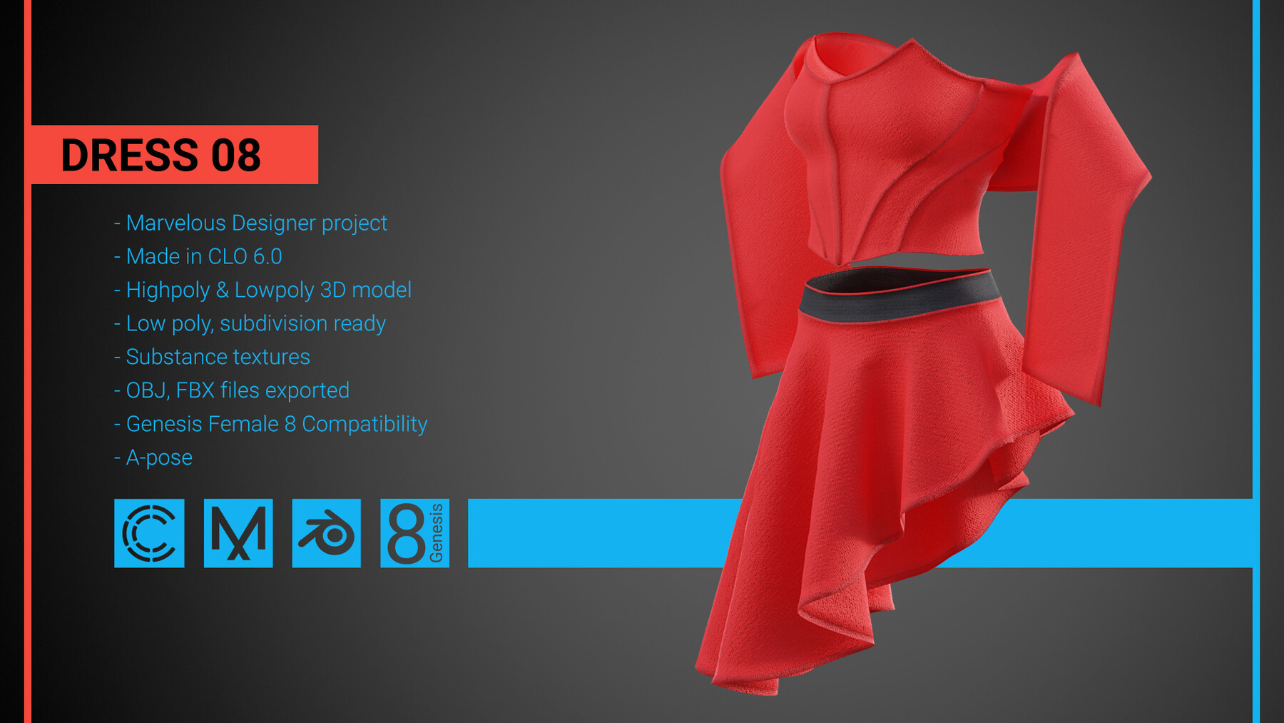 ArtStation - Dress 08 - Marvelous Designer, CLO project. | Resources