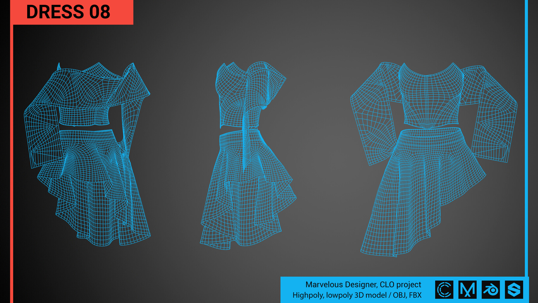ArtStation - Dress 08 - Marvelous Designer, CLO project. | Resources